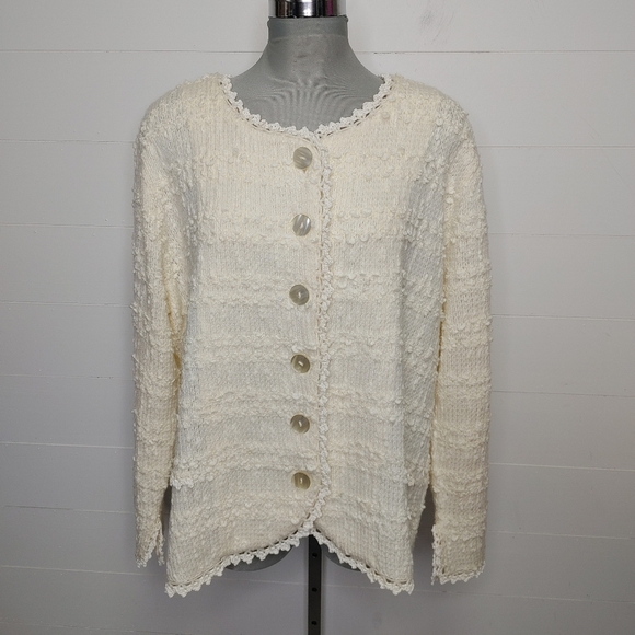 Laura | Sweaters | Laura Plus Crochet Trim Cream Cardigan 2x | Poshmark